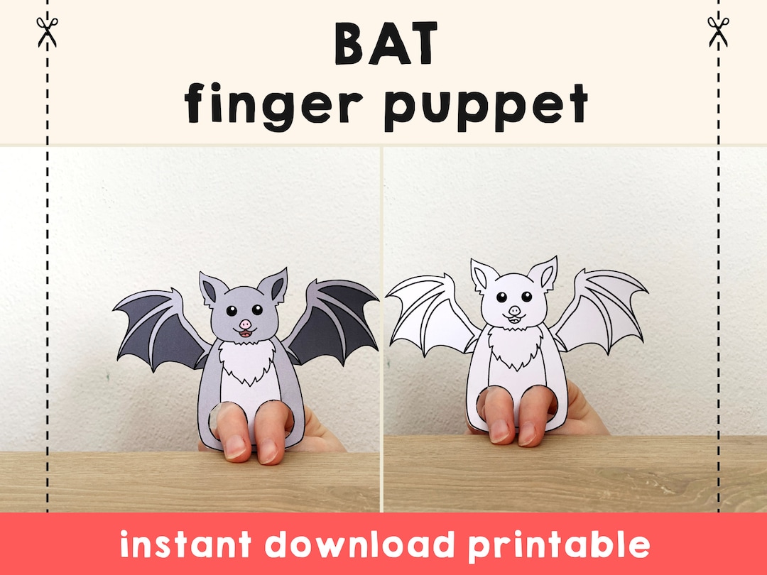 Bat Paper Craft Printable Halloween Spooky Day Finger Puppet Kids Craft ...