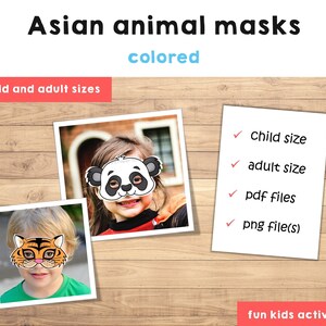 Asian Jungle Mask Animal Mask Panda, Cobra, Elephant, Orangutan, Red ...