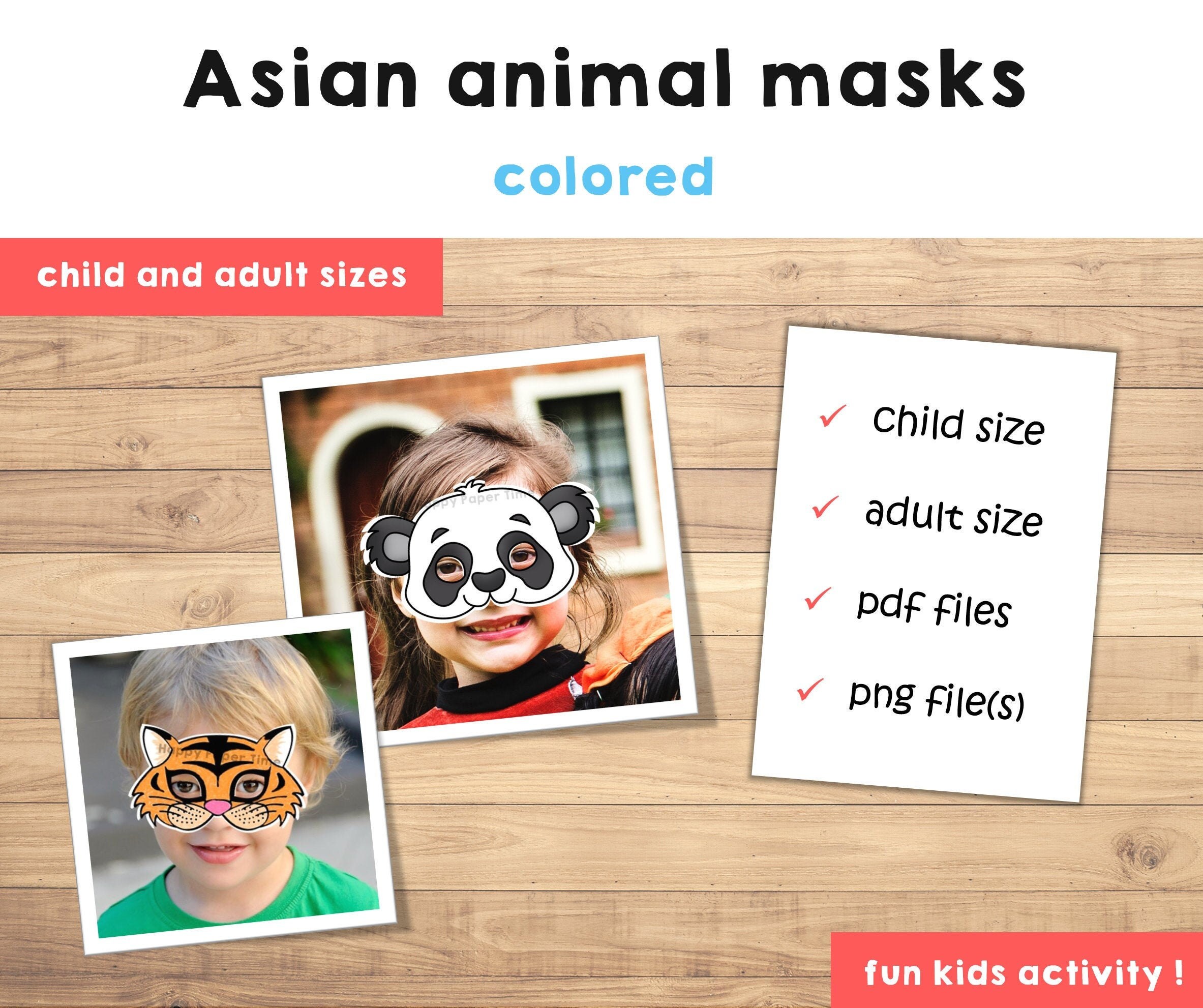 Asian jungle mask Animal mask Panda cobra elephant | Etsy