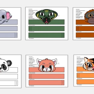 Asian Jungle Animals Paper Crowns Panda Elephant Cobra Tiger Orangutan ...