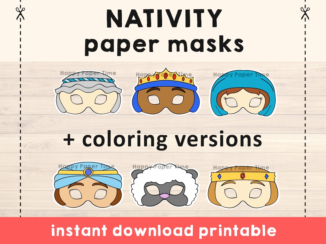 Nativity Masks Kids, Nativity Play Kids Masks, Nativity Printables Kids ...