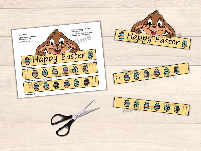 Easter Hat Paper Crown Headband Easter Bunny Day Party Activity ...