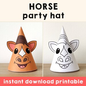 Horse Party Hat Paper Printable Template Print Farm Animal Table ...