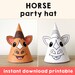 Horse Party Hat Paper Printable Template Print Farm Animal Table ...