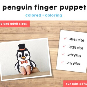 Penguin Paper Craft Printable Finger Puppet Template Kids Craft ...