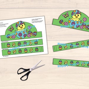 Easter Chick Eggs Hat Paper Crown Coloring Headband Easter Cut Out ...