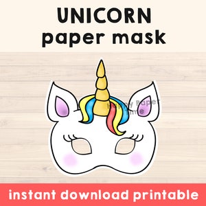 Unicorn Mask Unicorn Printable Mask Unicorn Party Favor Unicorn Costume ...