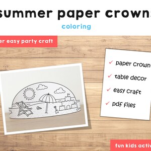 Summer Paper Crown Headband Coloring Ice Cream Party Activity Printable ...