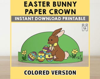 Easter Bunny Ears Paper Crown Printable Cut Out Party Activity Kids ...