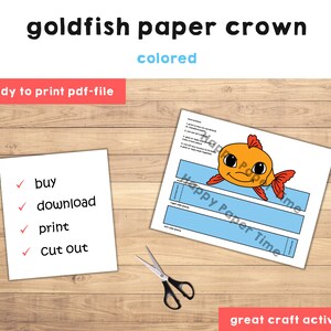 Goldfish Paper Crown Headband Pet Animal Printable Kids Craft Fish ...