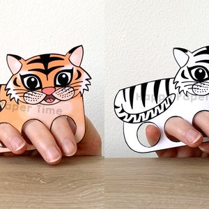 Tiger Paper Craft Printable Jungle Animal Finger Puppet Kids Craft Bear ...