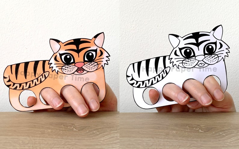 Tiger Paper Craft Printable Jungle Animal Finger Puppet Kids - Etsy