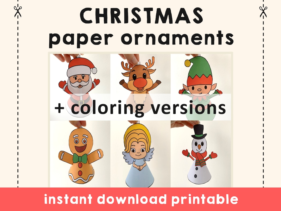 Christmas Tree Paper Ornaments Coloring Printable Kids Craft Christmas ...