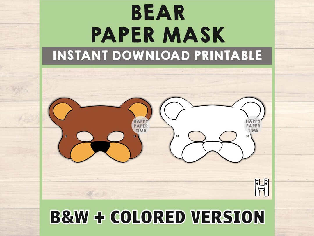 Bear Mask Woodland Mask Animal Mask Party Favor Bear Printable Woodland ...