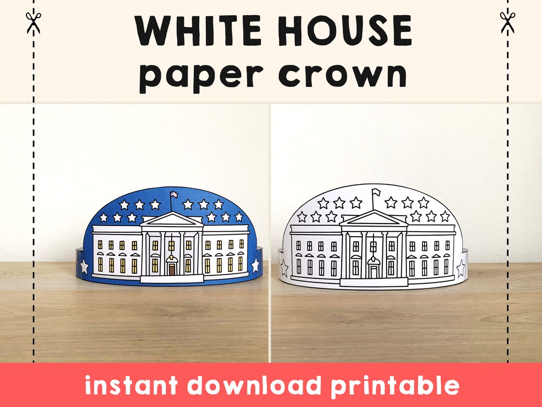 White House Paper Crown 4th of July America Patriotic Headband Activity ...