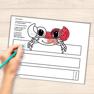 Crab Paper Crown Party Coloring Printable Party Hat Kids Craft Ocean ...