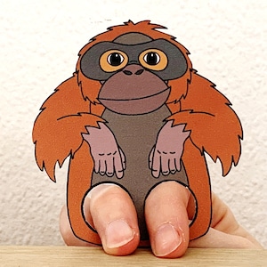 Orangutan Paper Craft Printable Asian Animal Finger Puppet Kids Craft ...