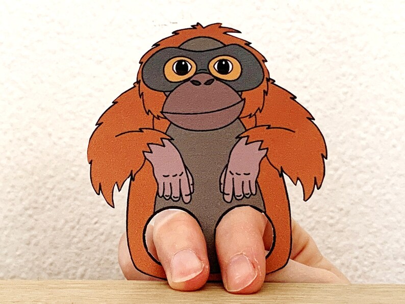 Orangutan Paper Craft Printable Asian Animal Finger Puppet - Etsy