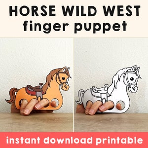 Horse Paper Craft Printable Wild West Finger Puppet Kids Craft Kids ...