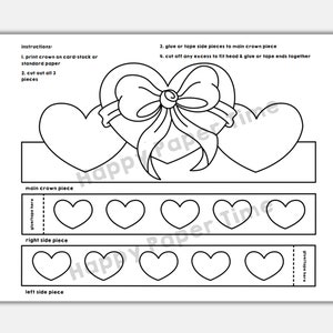 Hearts Valentine Paper Crown Party Activity Printable Kids Easy Craft ...