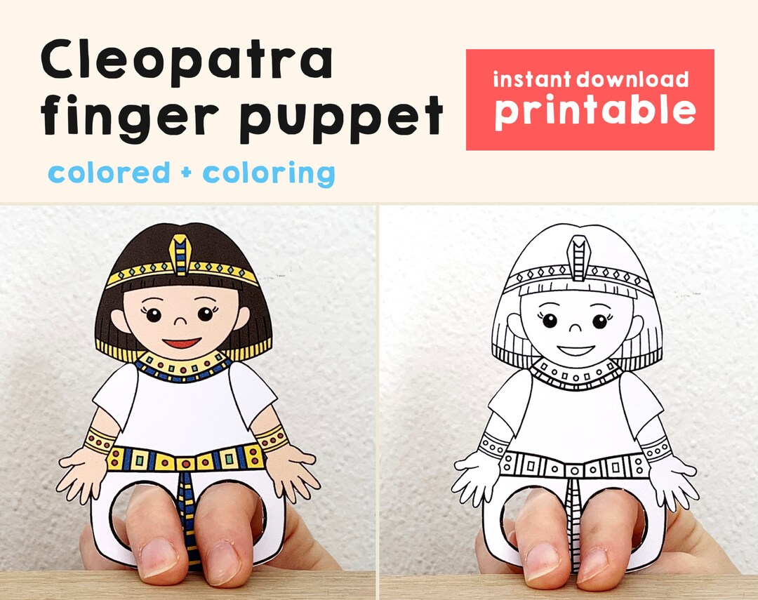Cleopatra Paper Craft Printable Ancient Egypt Queen Finger Puppet Kids ...