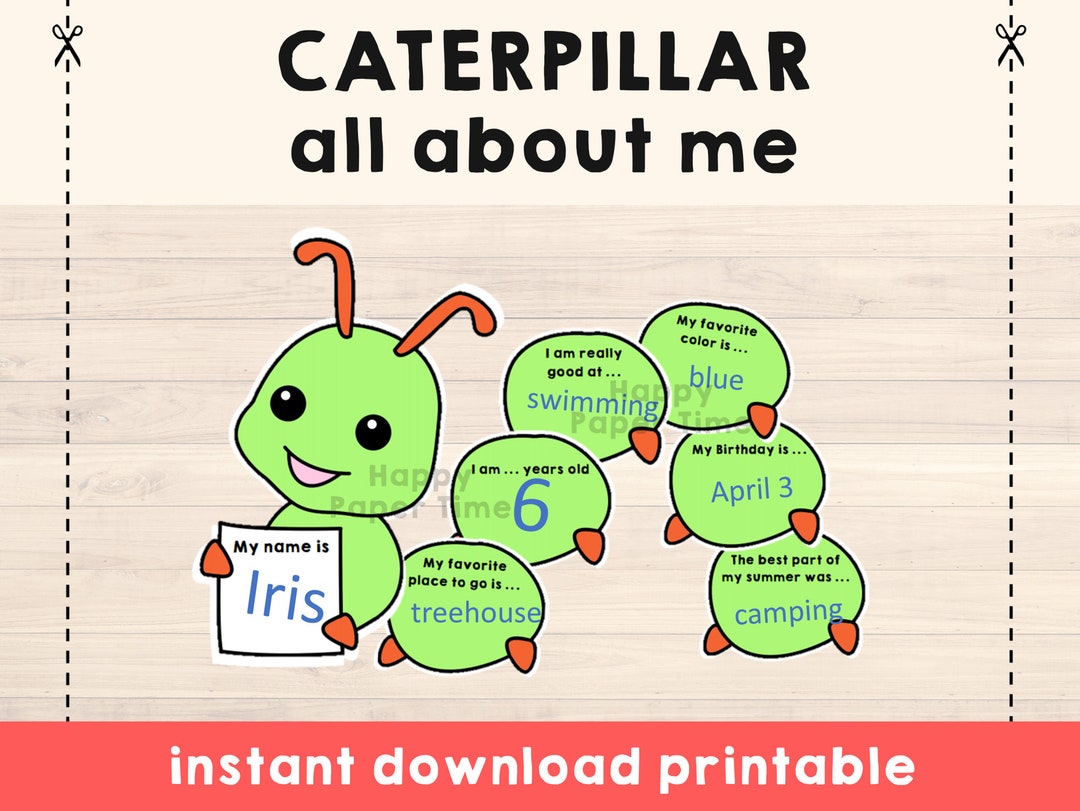 All About Me Caterpillar - Back to School Craft Activity for Kids ...