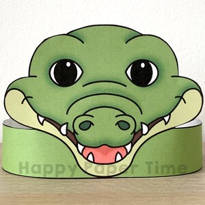 Crocodile Paper Crown Party Coloring Printable Kids Craft Safari ...
