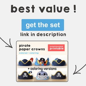 Pirate Hat Paper Crown Template Pirate Captain Party Headband Coloring ...