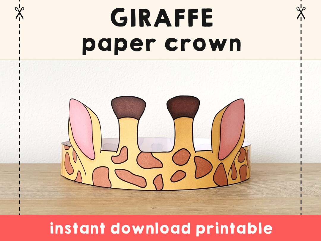 Giraffe Ears Paper Crown Party Coloring Printable Kids Craft Safari ...