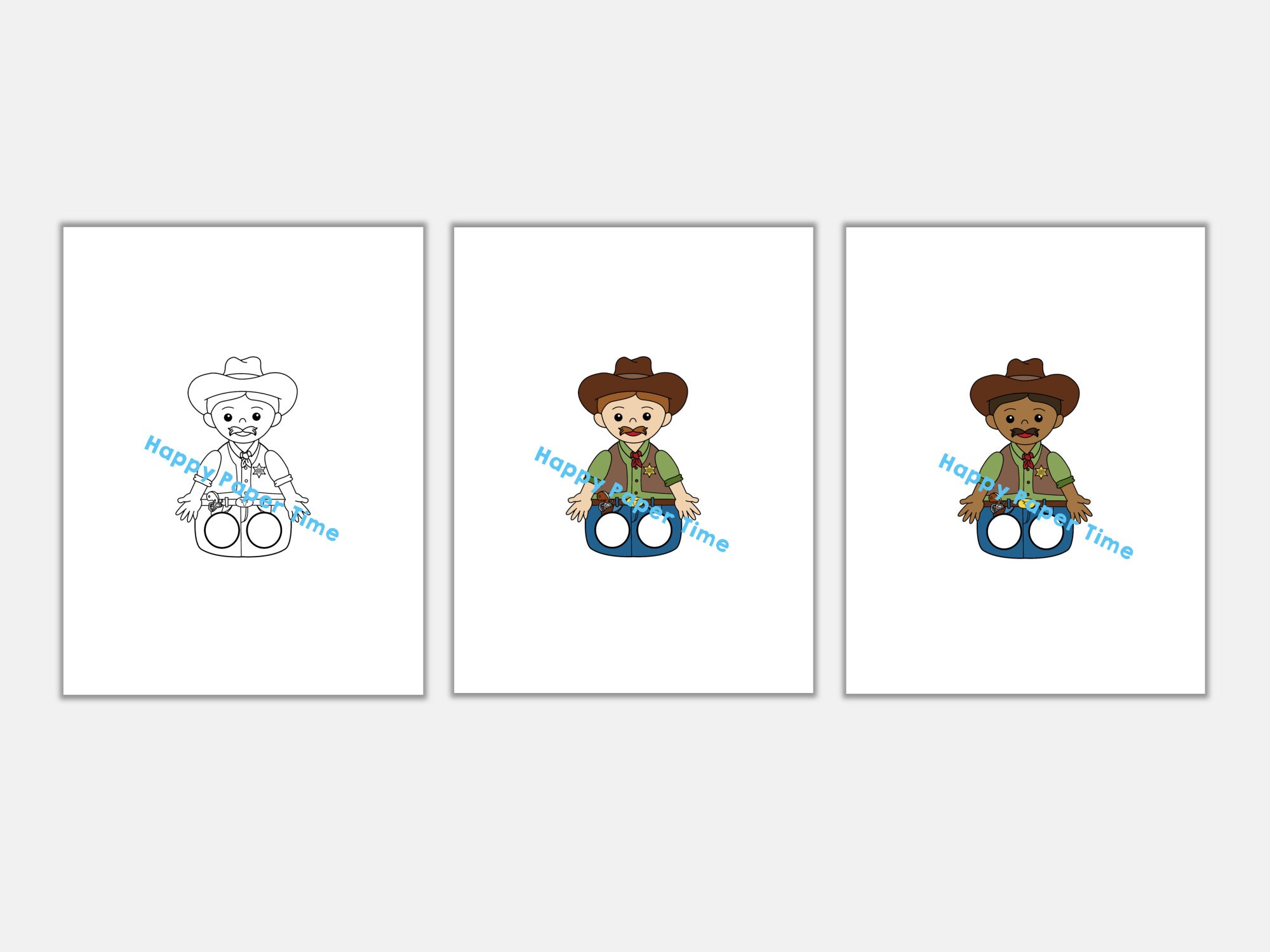 Sheriff Paper Craft Printable Wild West Finger Puppet Kids Craft Kids ...