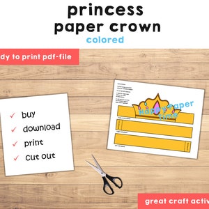 Princess Paper Crown Template Fantasy Medieval Party Headband Costume ...