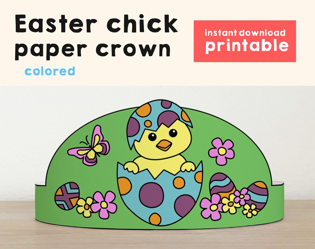 Easter Chick Eggs Hat Paper Crown Headband Easter Cut Out Party ...