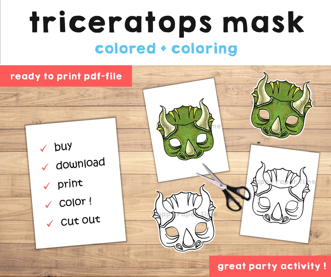 Dinosaur Party Printable Kids Dino Mask Kids Animal Mask Party | Etsy