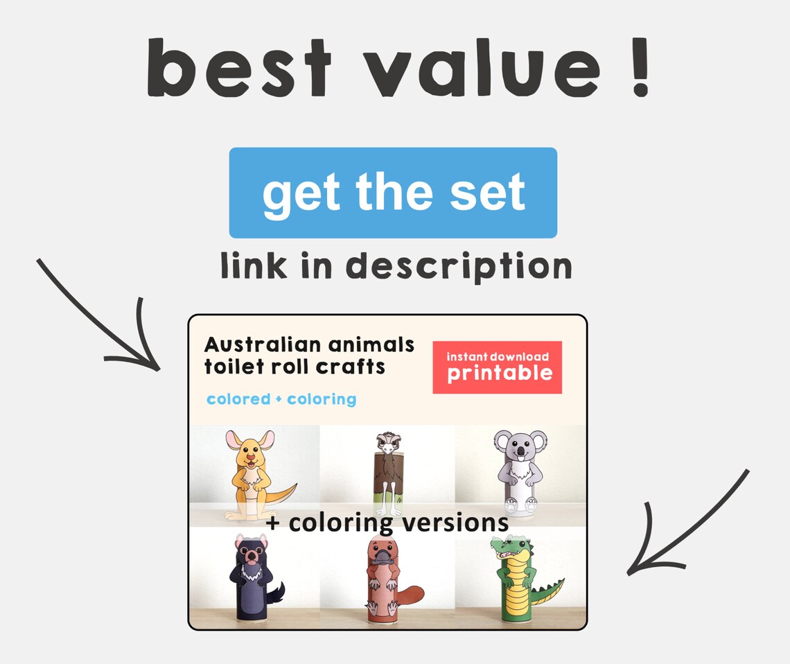 Kangaroo Toilet Paper Roll Craft Australian Animal Party | Etsy