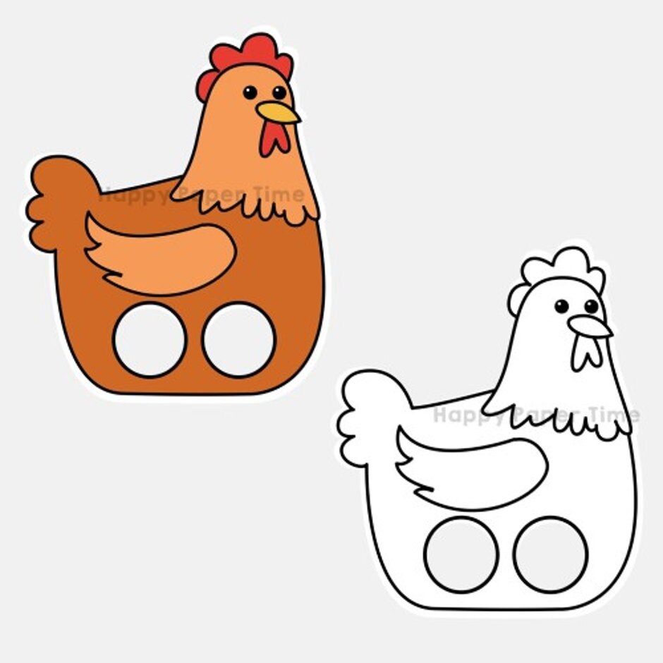 Chicken Paper Craft Printable Farm Animal Finger Puppet Kids - Etsy