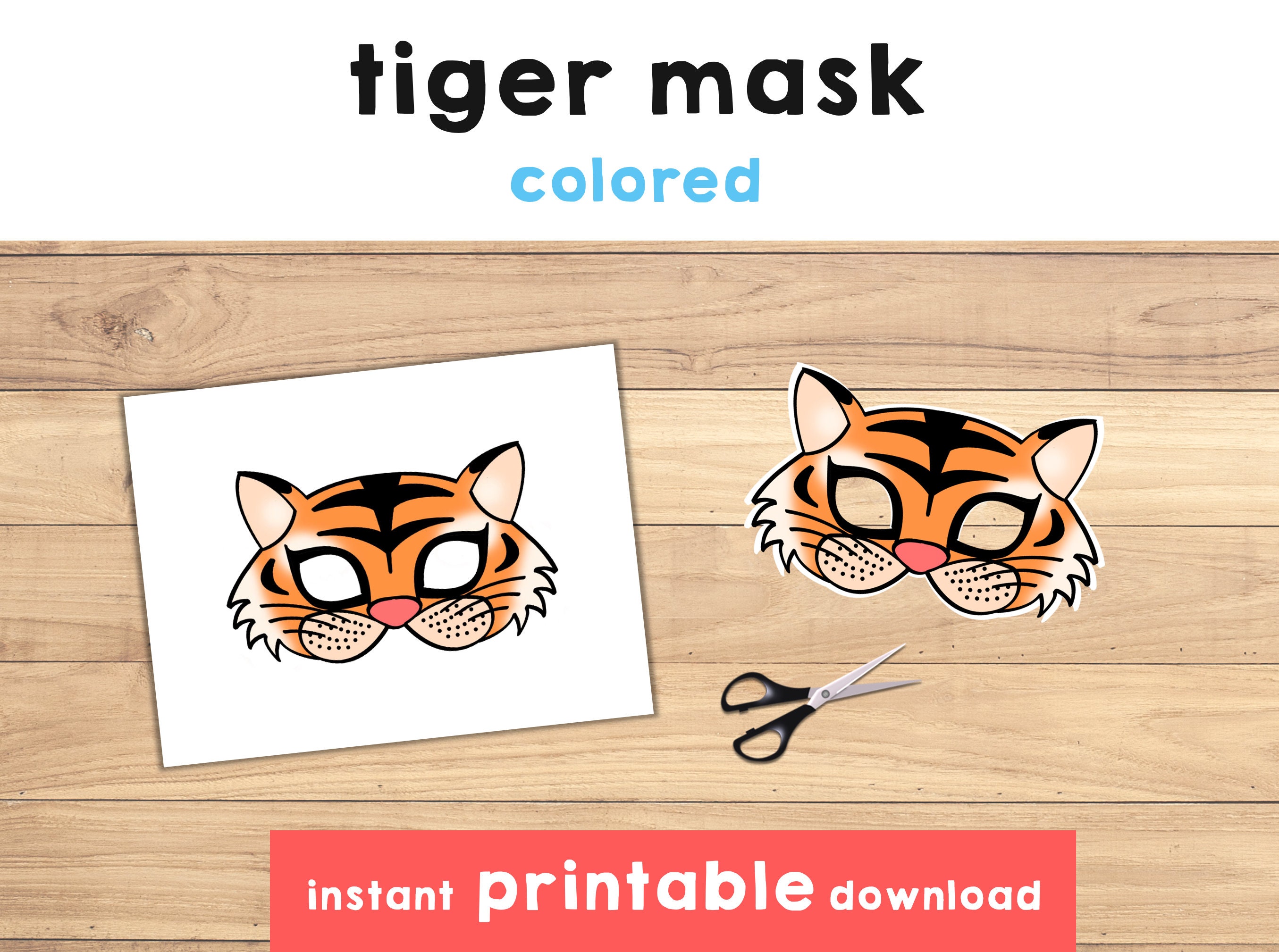 Tiger Mask Printable Party Favor Tiger Costume Mask Tiger | Etsy