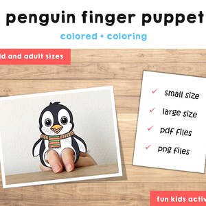 Penguin Paper Craft Printable Finger Puppet Template Kids Craft ...
