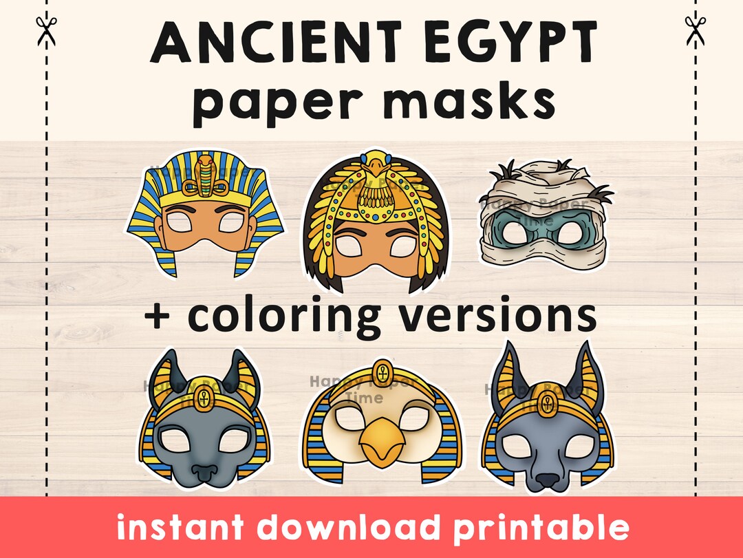 Ancient Egypt Masks Template Pharaoh Cleopatra Mummy Horus Anubis Bast ...