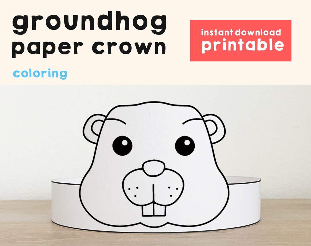 Groundhog Day Paper Crown Party Coloring Printable Kids Craft - Etsy