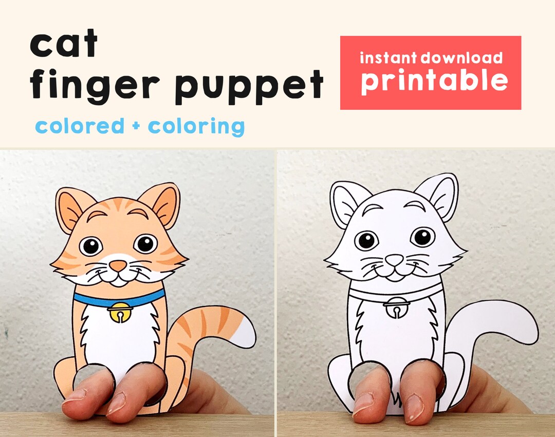 Cat Kitten Paper Craft Printable Pet Animal Finger Puppet Kids - Etsy