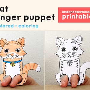 Cat Kitten Paper Craft Printable Pet Animal Finger Puppet Kids - Etsy