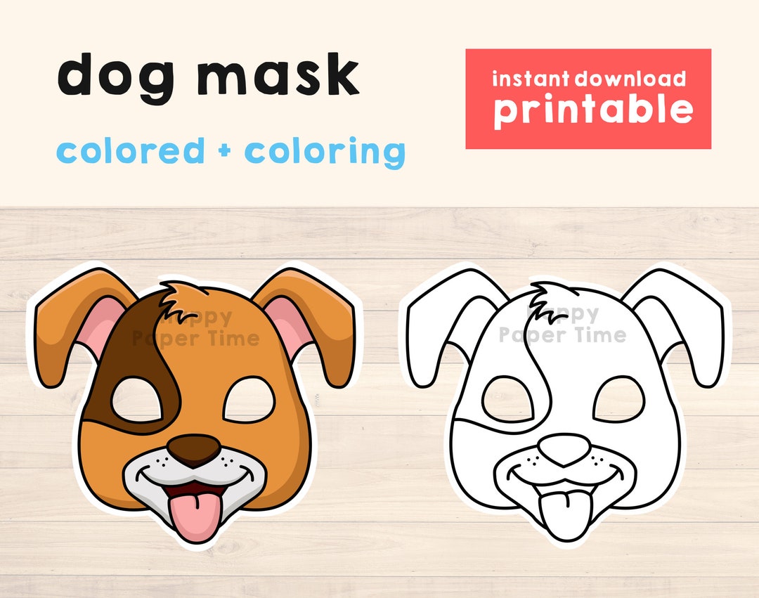 Dog Puppy Mask Animal Mask Party Favor Pet Printable Dog Costume ...