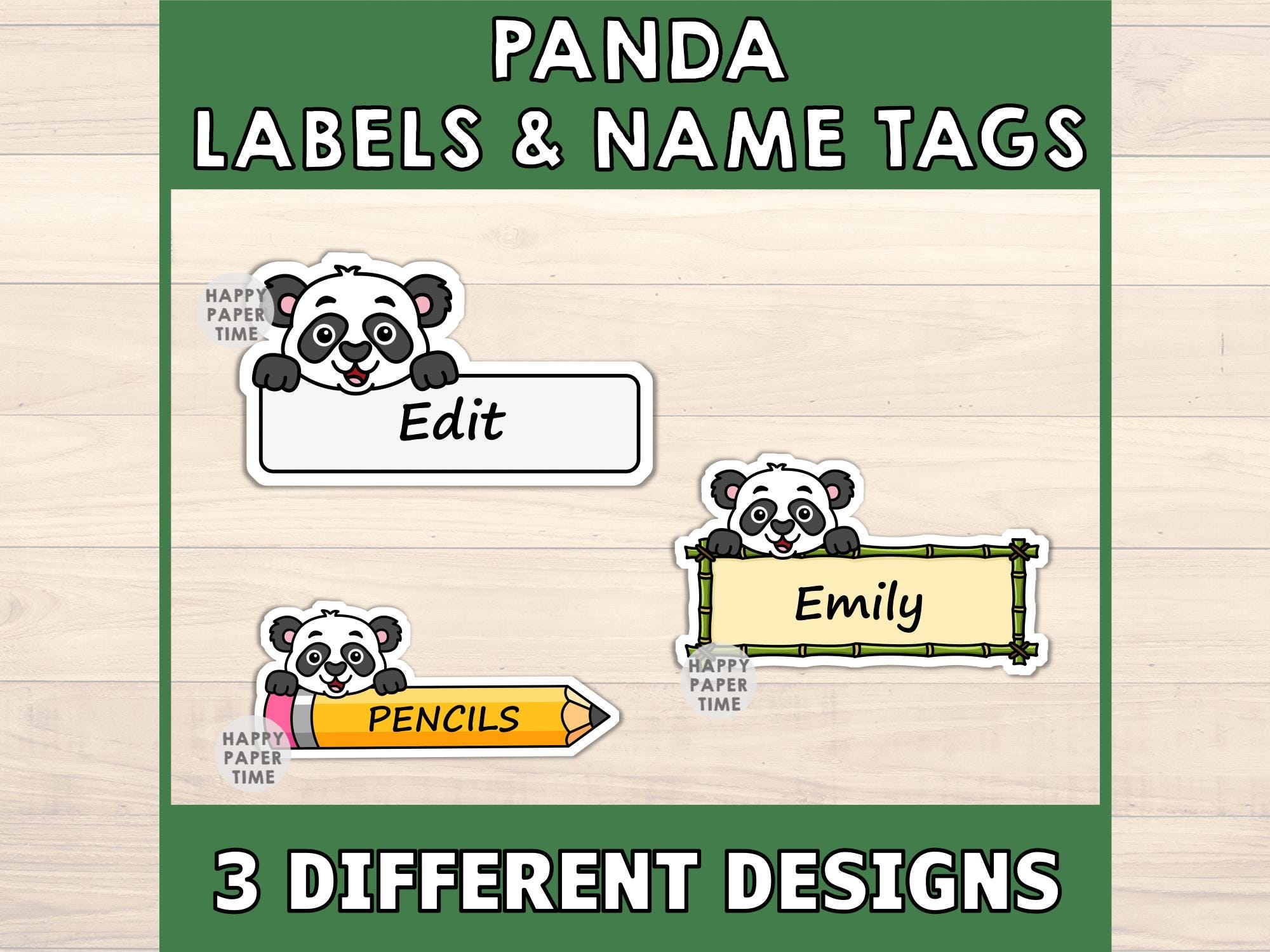Panda Name Tags Classroom Labels Asian Animal Zoo Editable Files ...