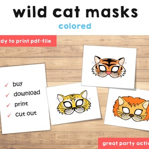 Tiger Mask Cheetah Mask Lion Mask Printable Tiger Costume Tiger ...