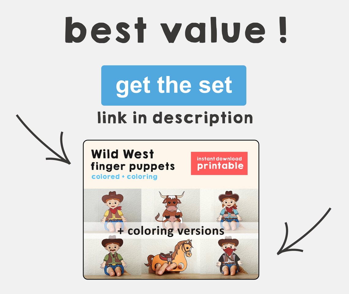 Longhorn Cow Paper Craft Printable Wild West Finger Puppet Kids Craft ...