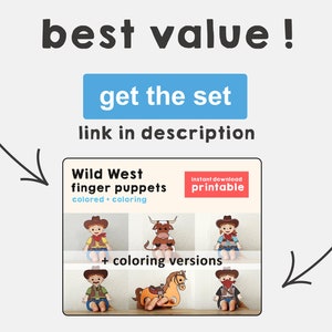 Longhorn Cow Paper Craft Printable Wild West Finger Puppet Kids Craft ...