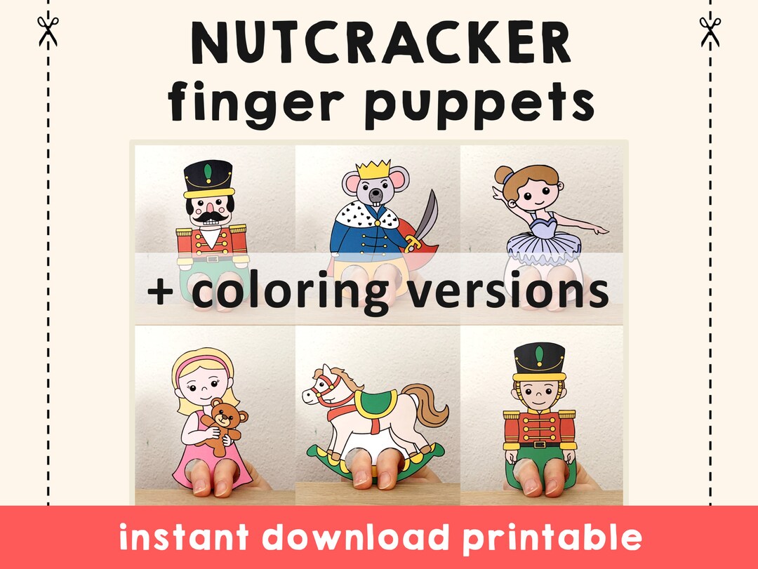 Nutcracker Christmas Winter Paper Craft Printable Finger Puppet ...