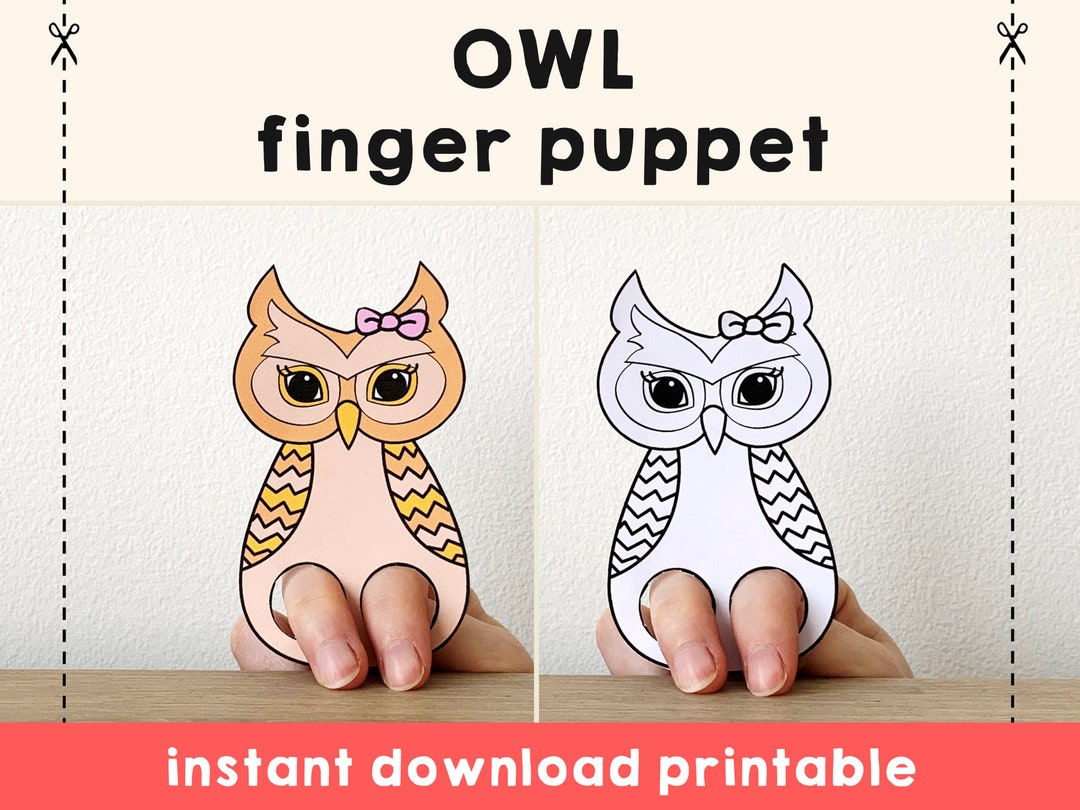 Owl Paper Craft Printable Woodland Animal Finger Puppet Kids Craft Owl ...