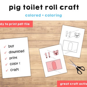 Pig Toilet Paper Roll Craft Farm Animal Party Coloring - Etsy