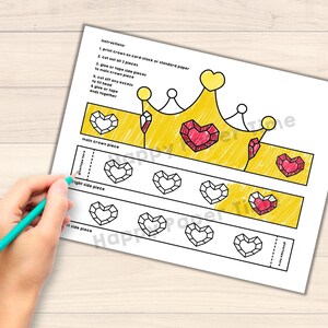 Heart Princess Paper Crown Party Activity Printable Kids Easy Craft ...